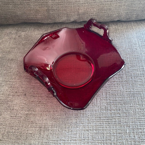 Vintage | Accents | Vintage Ruby Red Depression Glass 2 Handle Candy ...